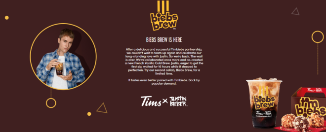 快冲！Tims x Bieber联名饮料Biebs Brew在加拿大全国上市！_无忧资讯