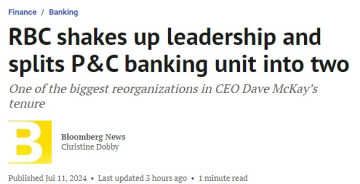 加拿大最大银行RBC重组 最大部门拆分_无忧资讯
