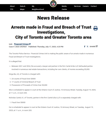 多伦多华人女律师挪用客户数百万资金维持全家奢华生活被捕_无忧资讯